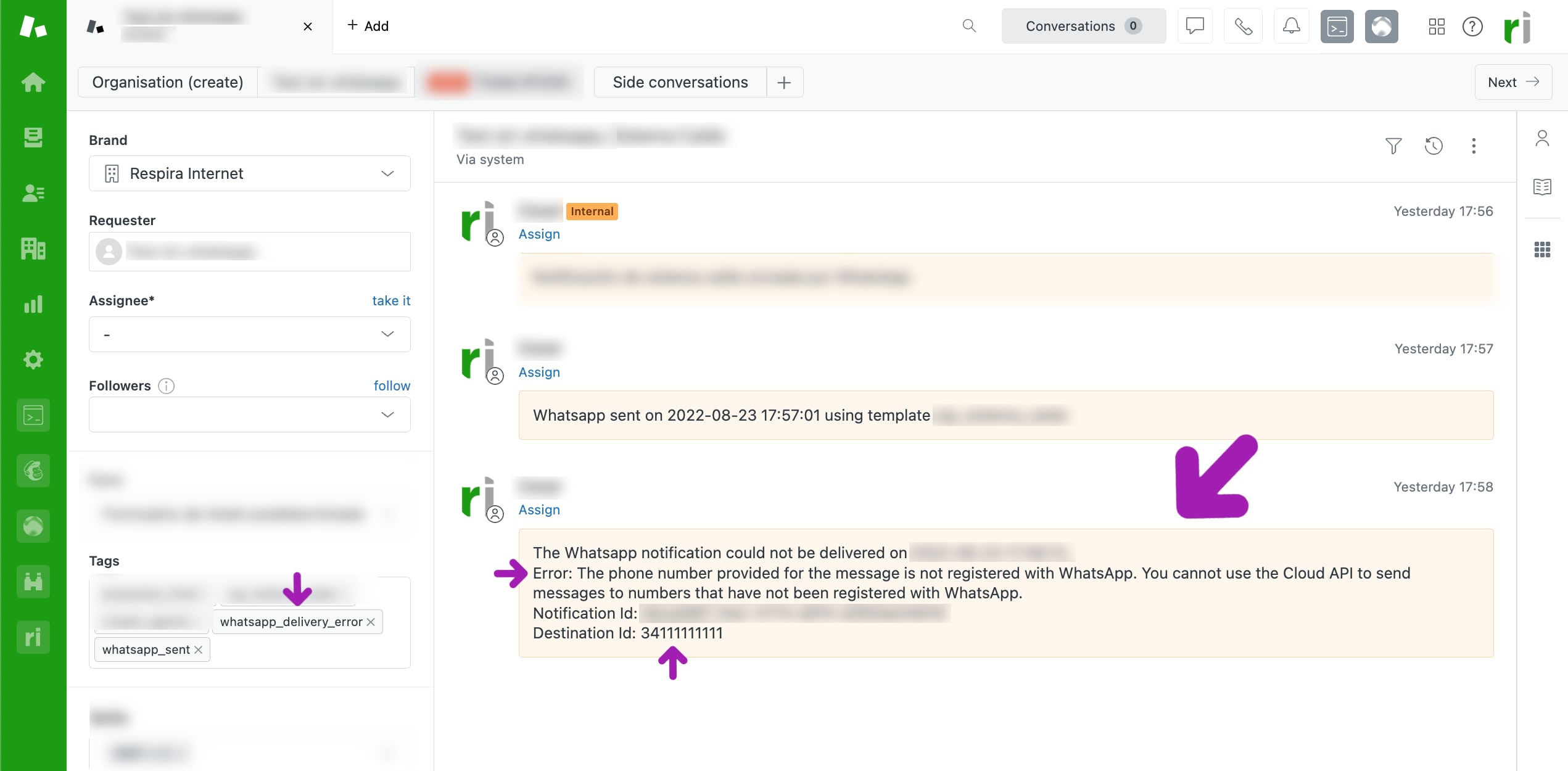 Most Common Errors When Sending Whatsapp Messages Whatsapp Connector For Zendesk