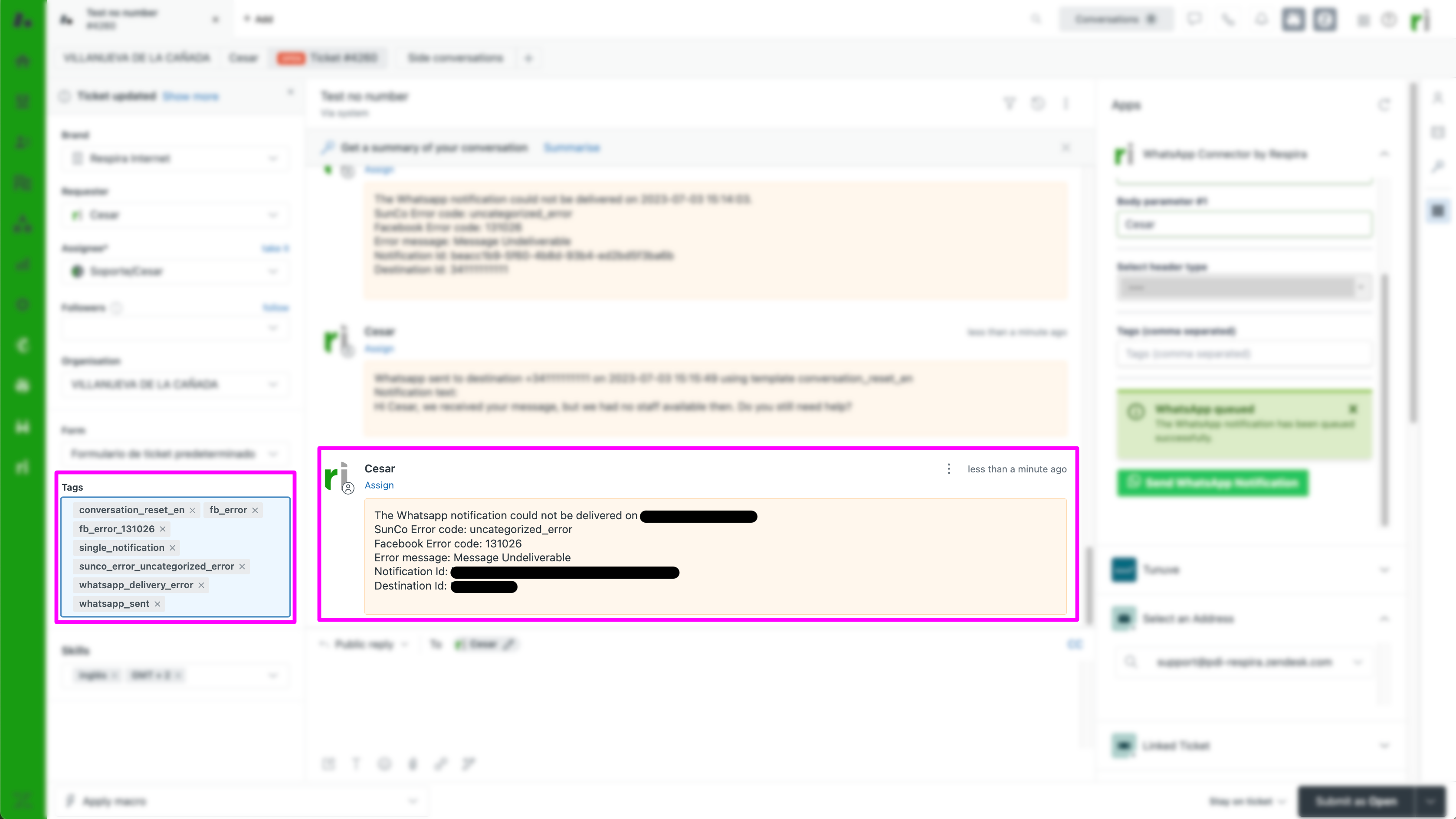 Managing Whatsapp Notification Errors Whatsapp Connector For Zendesk