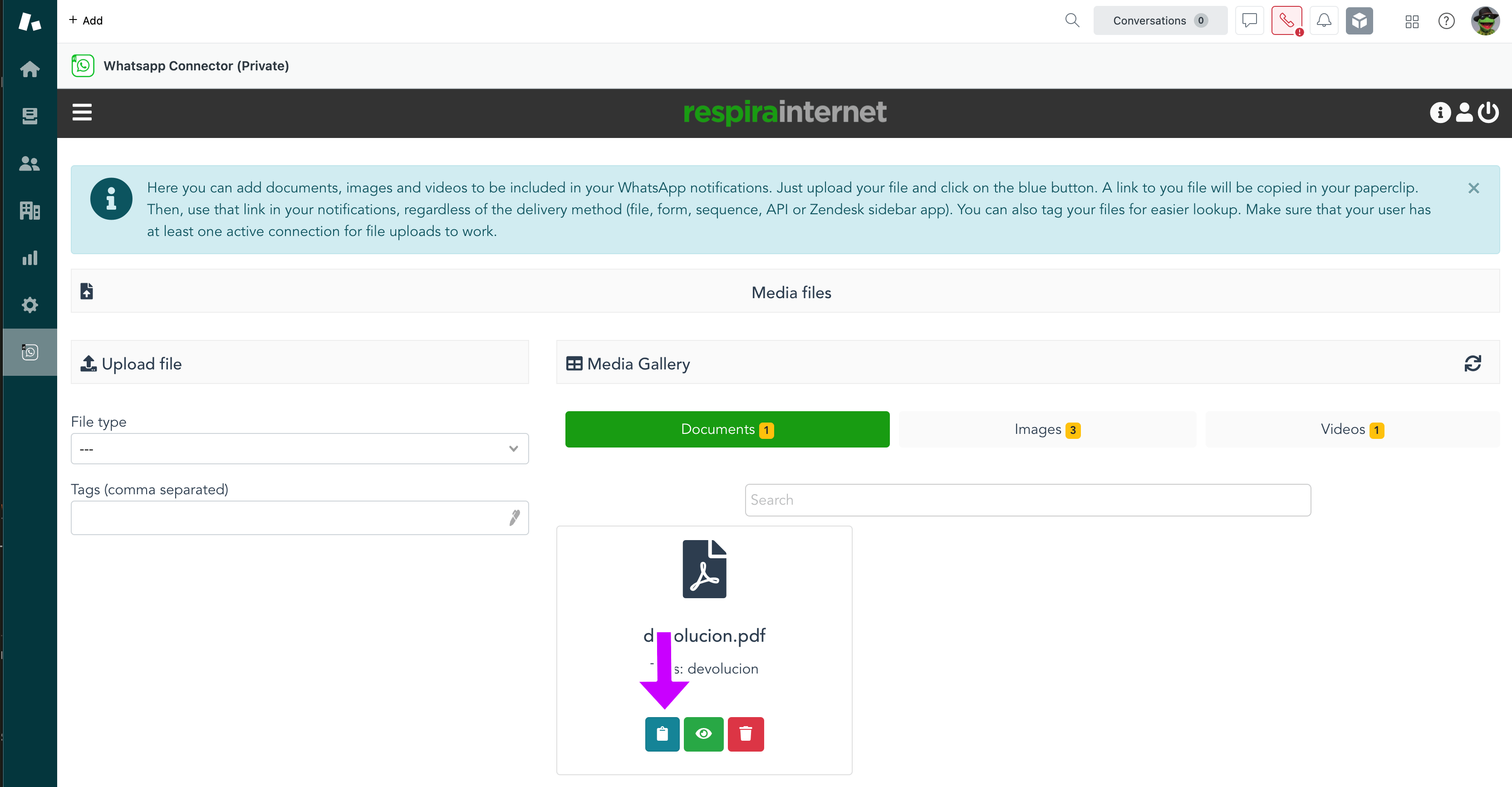 Sending WhatsApp messages with .pdf documents – Whatsapp Connector for Zendesk